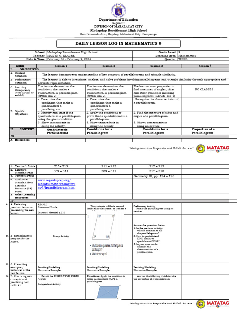 DLL-Math-9-3rd Conditional | PDF | Learning | Euclidean Geometry