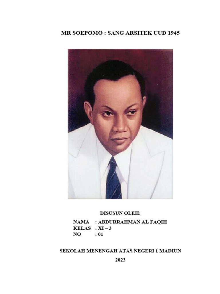 Biografi Mr. Soepomo, Arsitek UUD 1945 | PDF | Politik | Ilmu Sosial