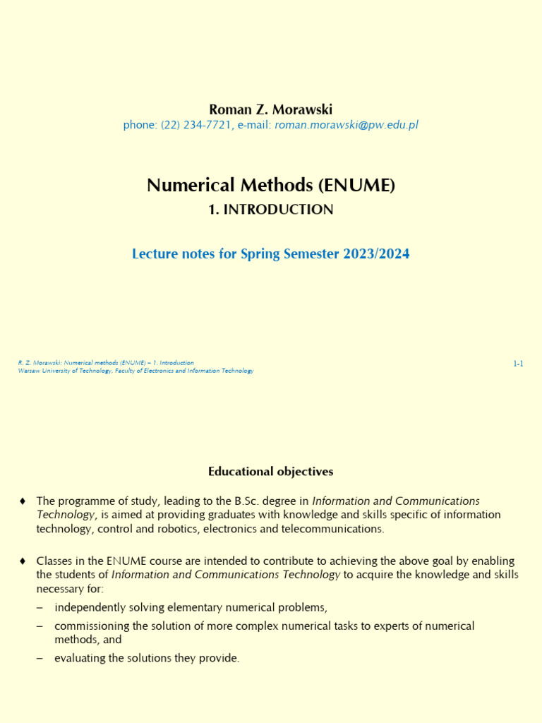 ENUME 2024 - Lecture Notes | PDF