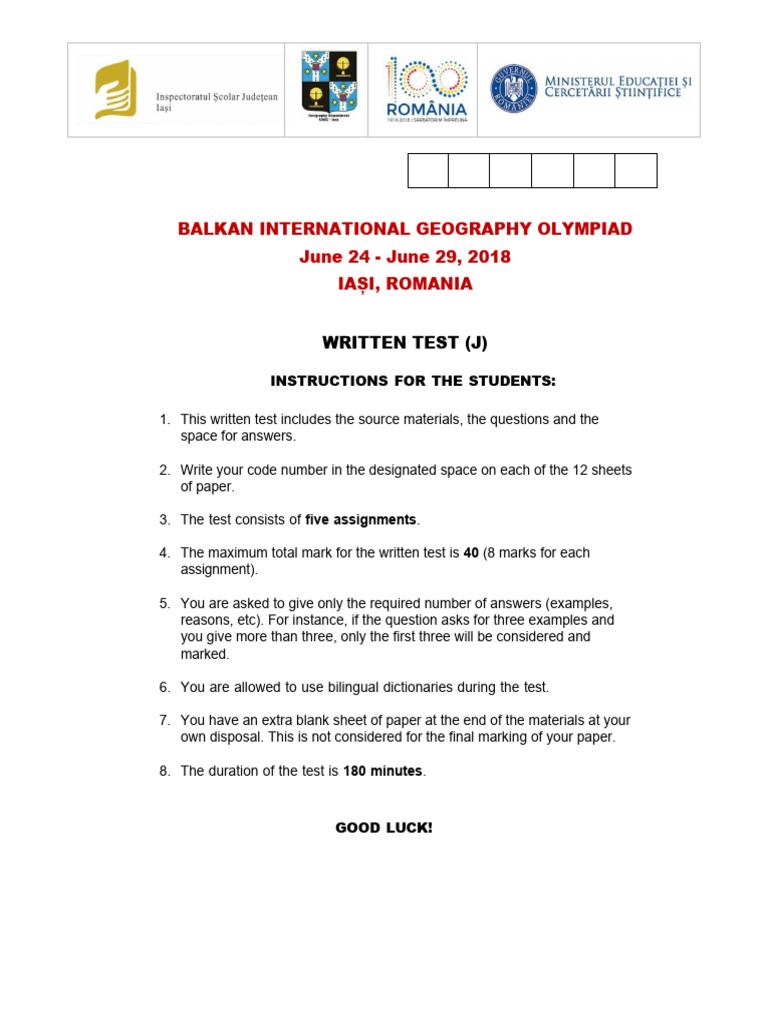 1 Written Test Junior | PDF | Natural Environment | Earth Sciences