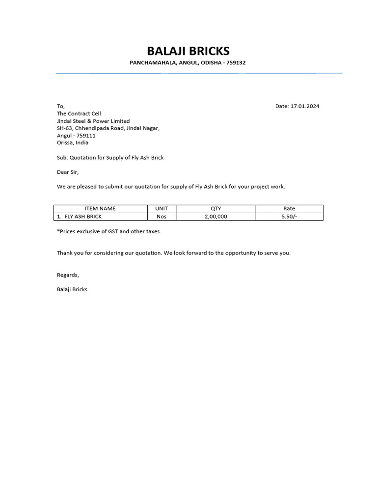 Bricks Quotation PDF | PDF