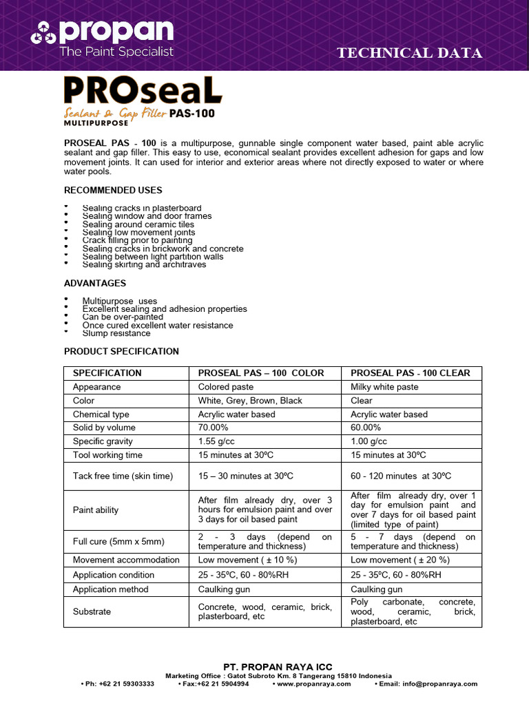 Technical Data Propan PAS 100 | PDF | Paint | Acrylic Paint
