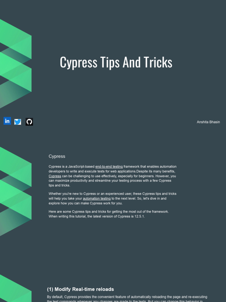 Cypress Tips And Tricks Pdf Command Line Interface Computer Science