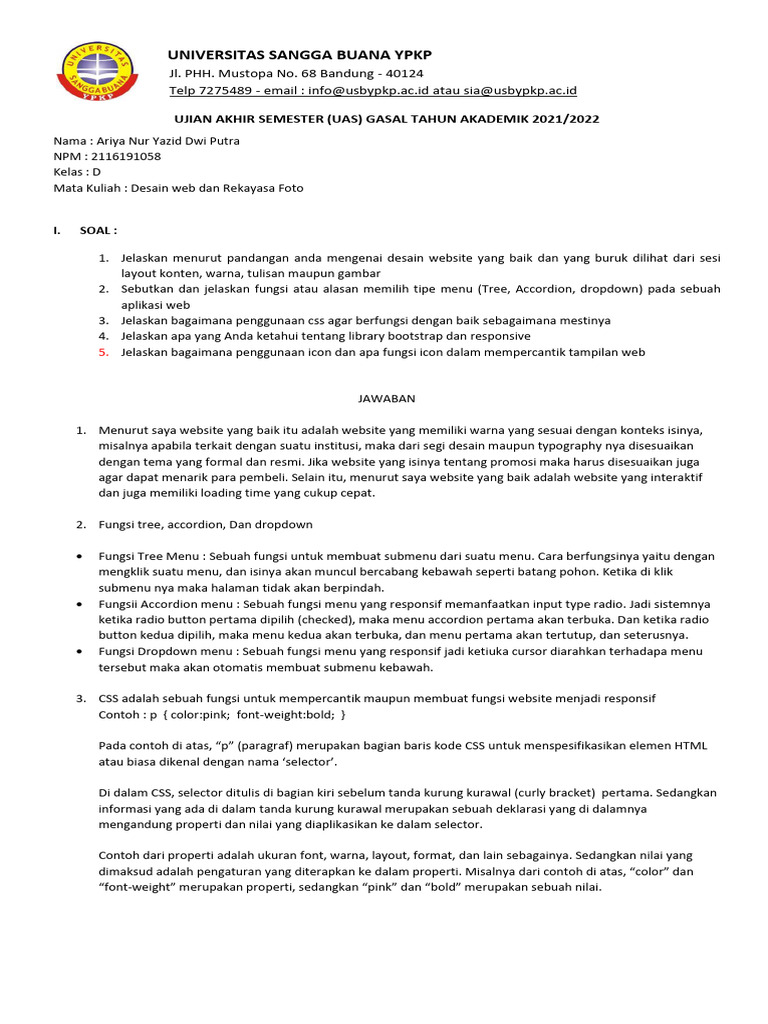 Soal UAS Desain Web & Foto | PDF