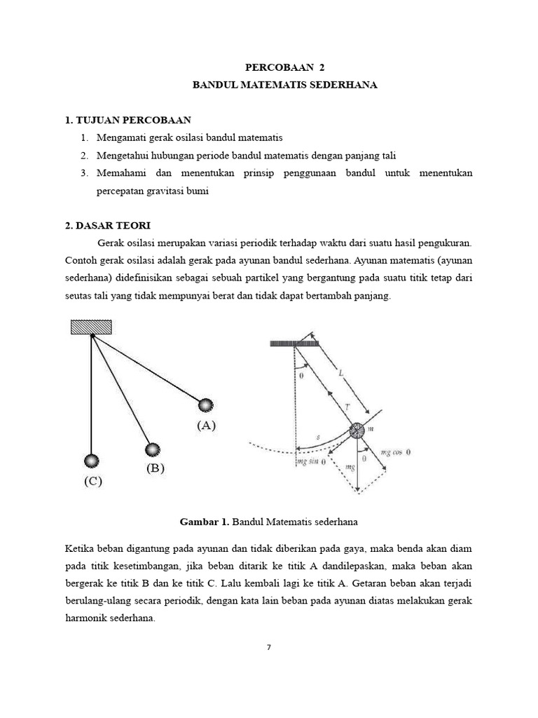 Panduan Praktikum Fisika BANDUL MATEMATIS Kel 7 1.3 | PDF
