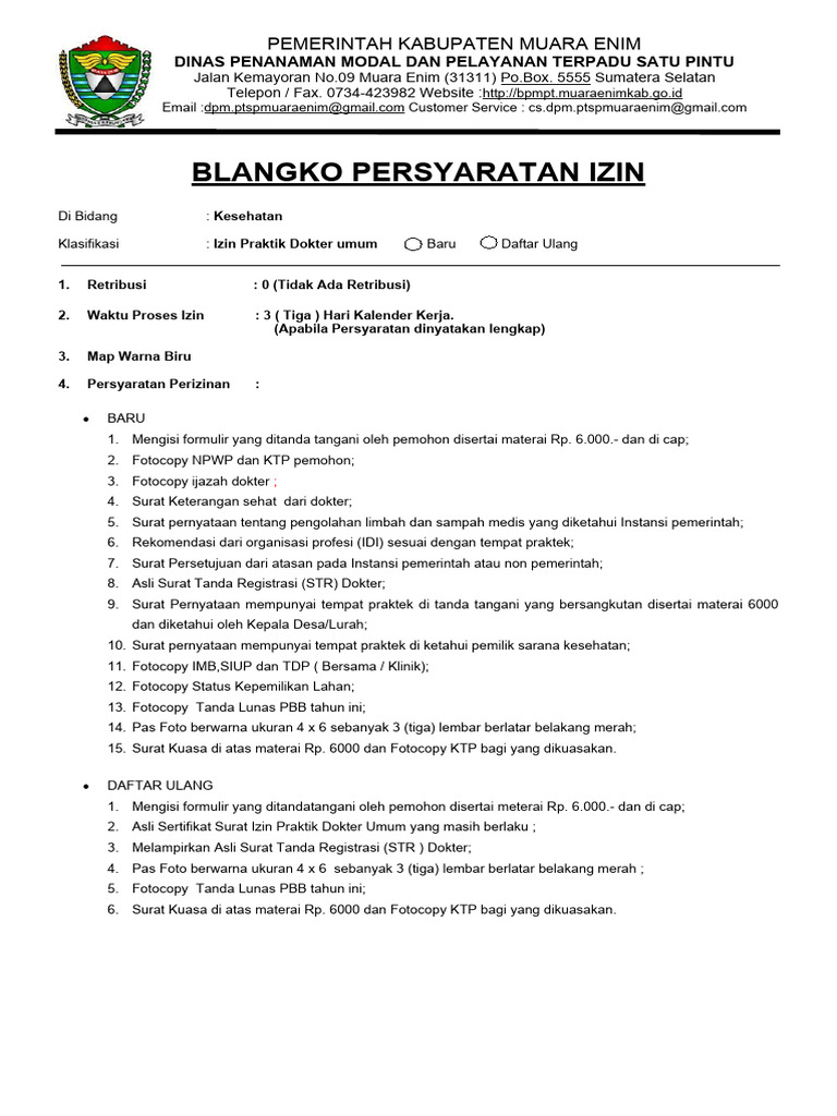 Blanko Permohonan Dokter Umum-Spesialis ME | PDF