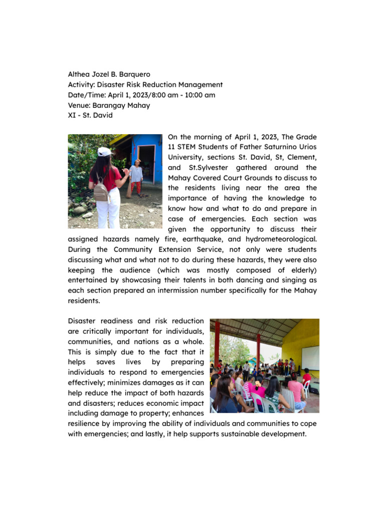 Narrative Essay On CES 1 | PDF