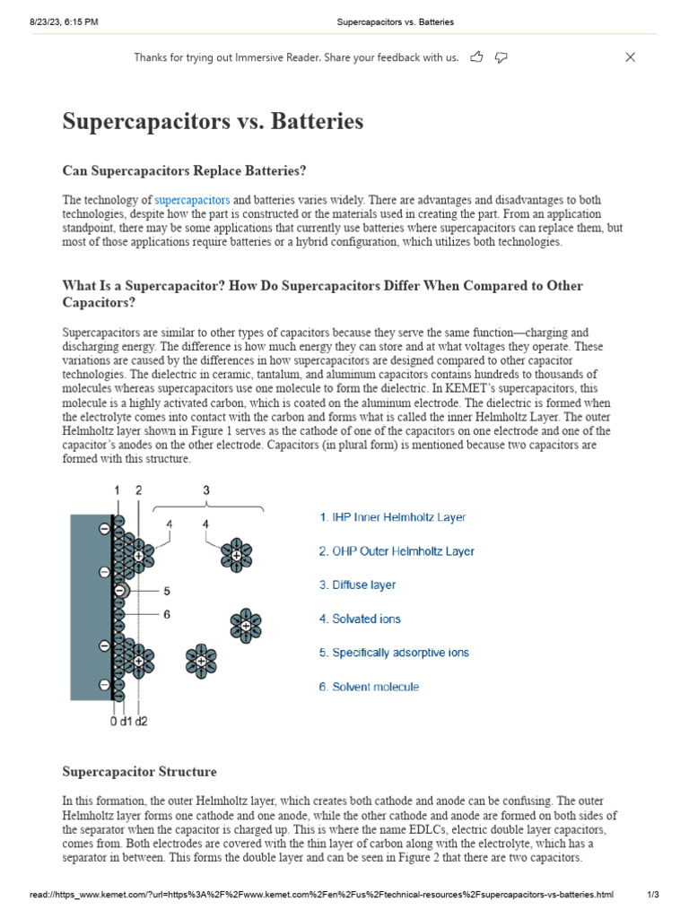 Supercapacitors vs. Batteries | PDF | Capacitor | Electrode