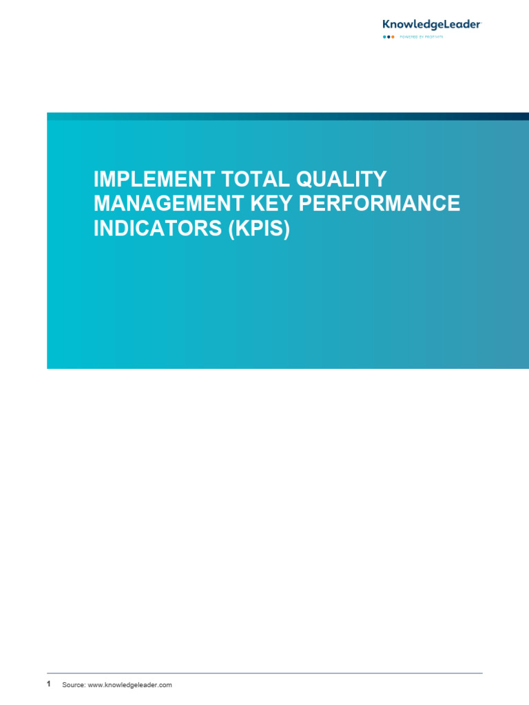 Total Quality Management KPIs Explained | PDF | Quality Management | Cost