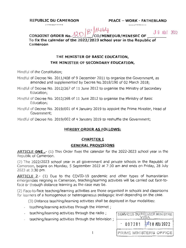 Calendar of The 2022 - 2023 School Year | PDF