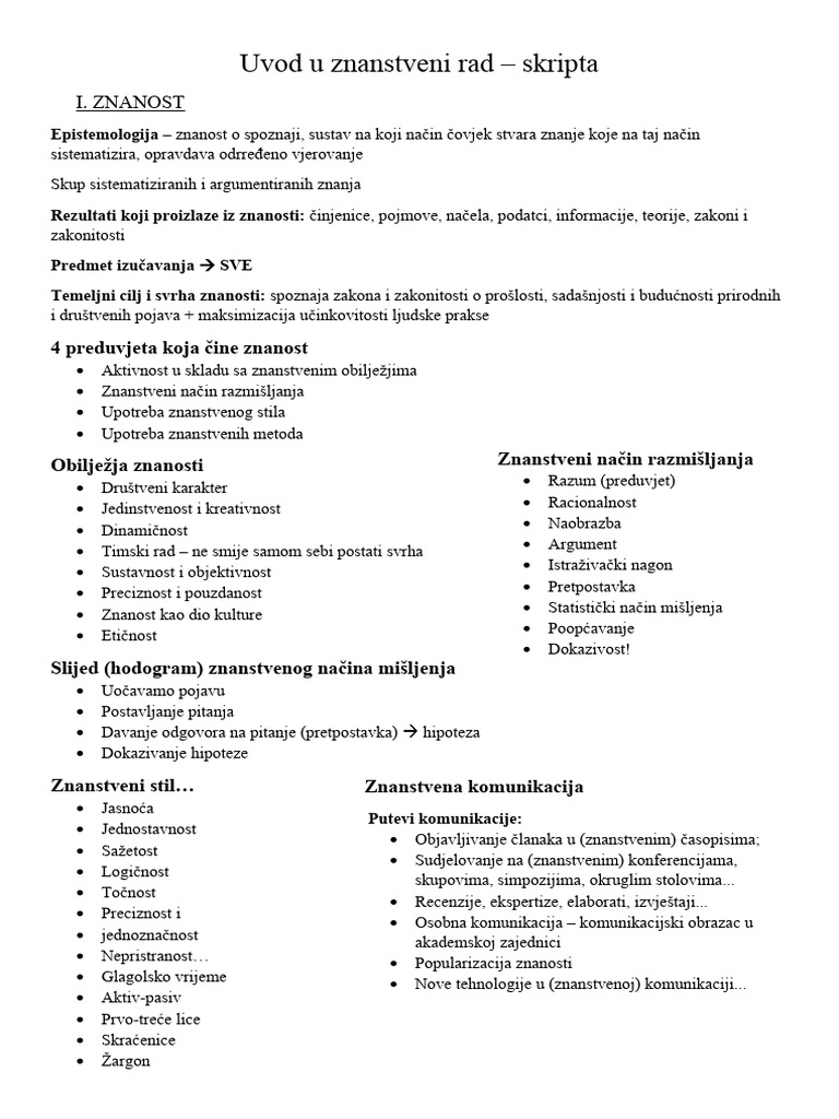 Uvod U Znanstveni Rad | PDF