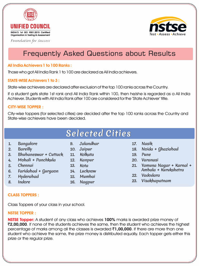 Nstse Faqs | PDF