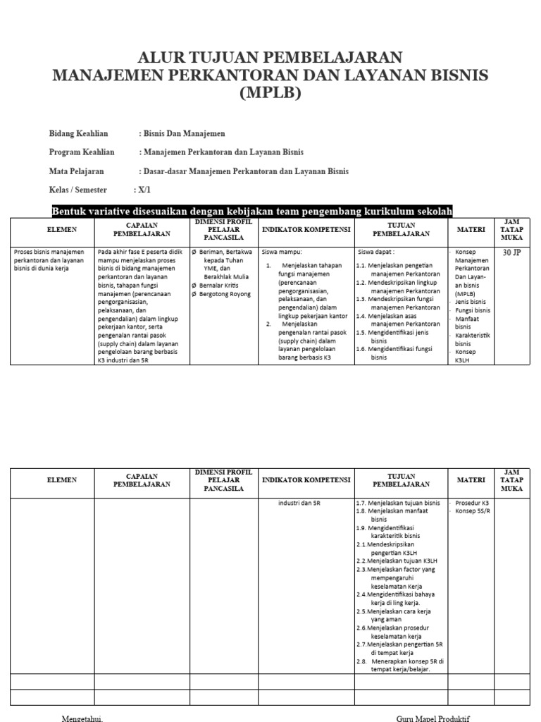 Contoh Form ATP MPLB Babetono | PDF
