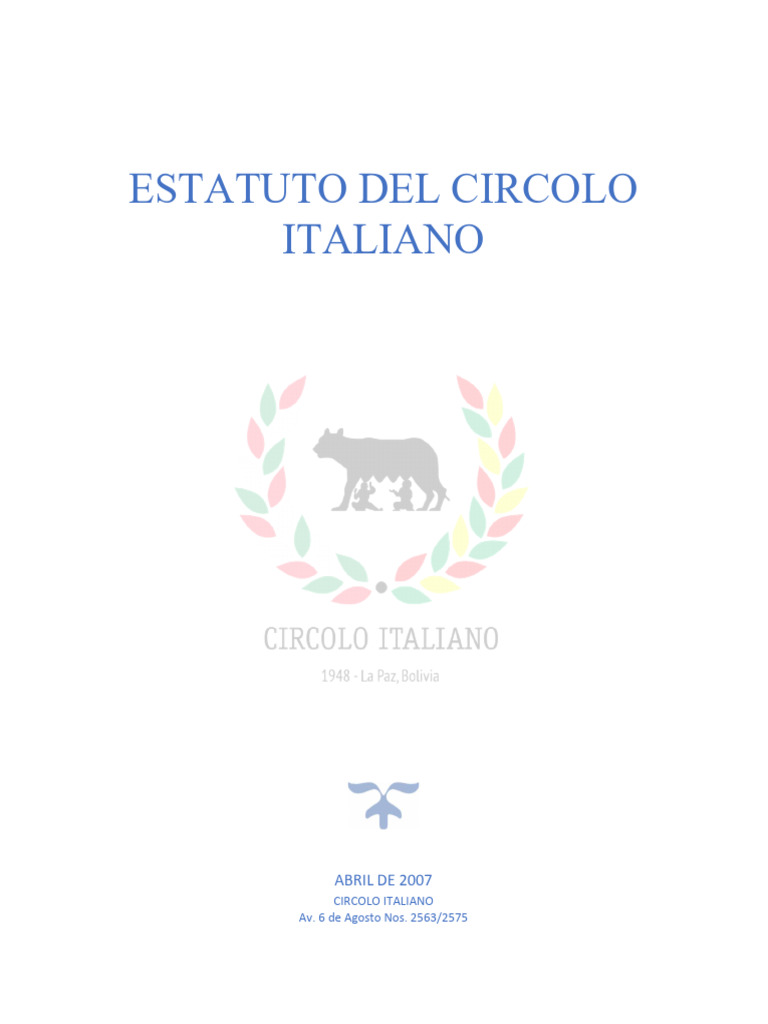 Estatuto del Circolo Italiano | PDF | Italia | Bolivia