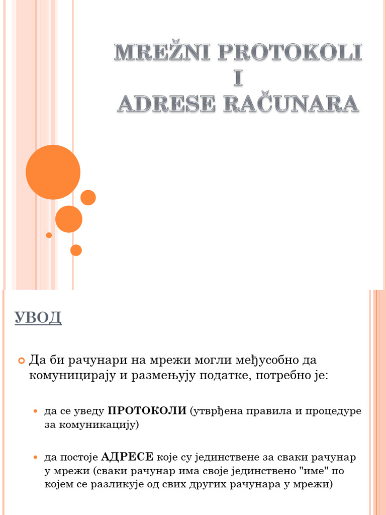 Mrežni Protokoli I Adrese Računara | PDF