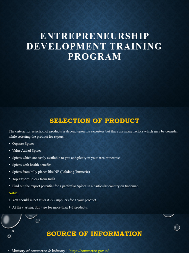 Entrepreneurship Development Training Program | Download Free PDF ...