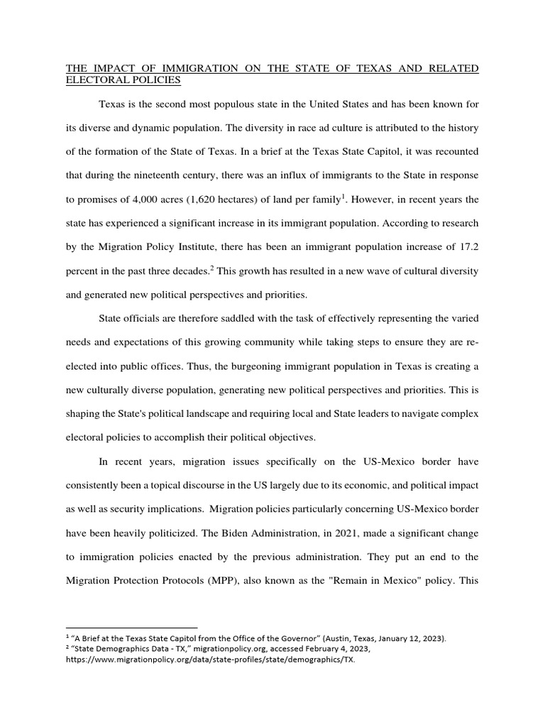 Immigration's Influence on Texas Politics | PDF | Immigration ...