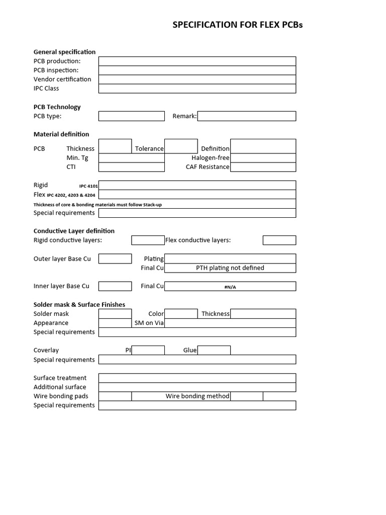 ICAPE - Flex & Rigid-Flex PCB Spec Template Ver 1.2 | PDF | Printed Circuit Board | Business Process
