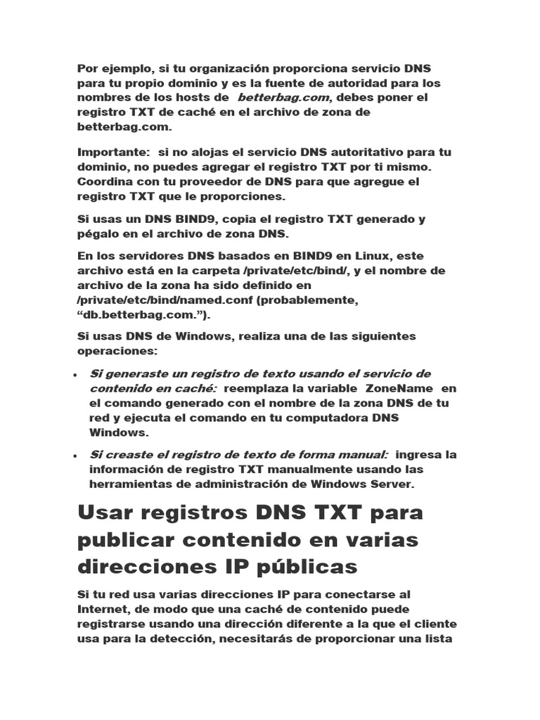 Usar Registros DNS TXT Con Cachés de Contenido en Dispositivos Apple 2 | PDF | sistema de ...