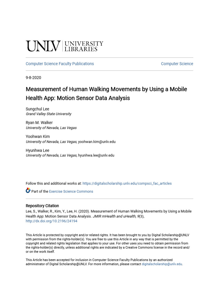 Measurement of Human Walking Movements by Using A Mobile Health A | PDF ...