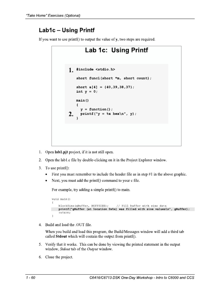 Lab1c Using Printf | PDF