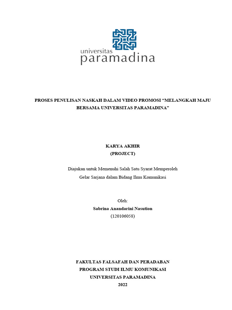 Contoh Laporan Jurnal Karya Akhir-Project | PDF