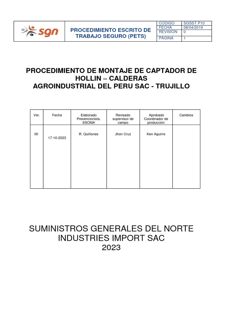 Procedimiento de Montaje de Captador de Hollin y Fabricación de ... Procedimiento de Montaje de Captador de Hollin y Fabricación de ...