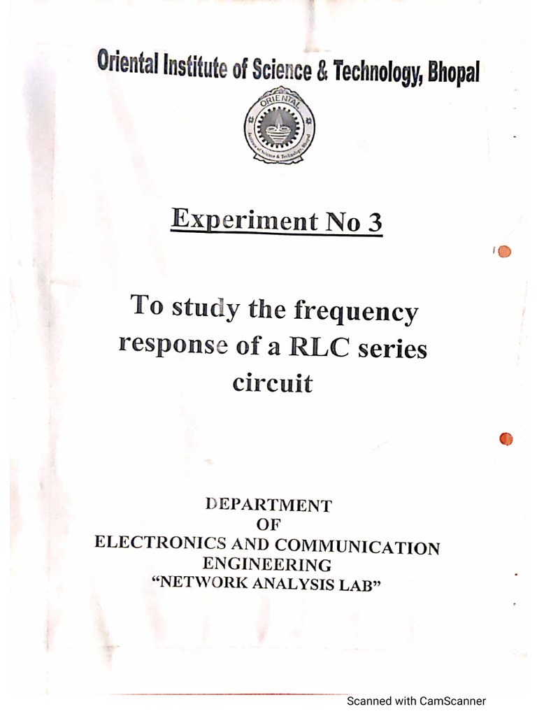 Frequency Response of A RLC Series Citcuit Network | PDF