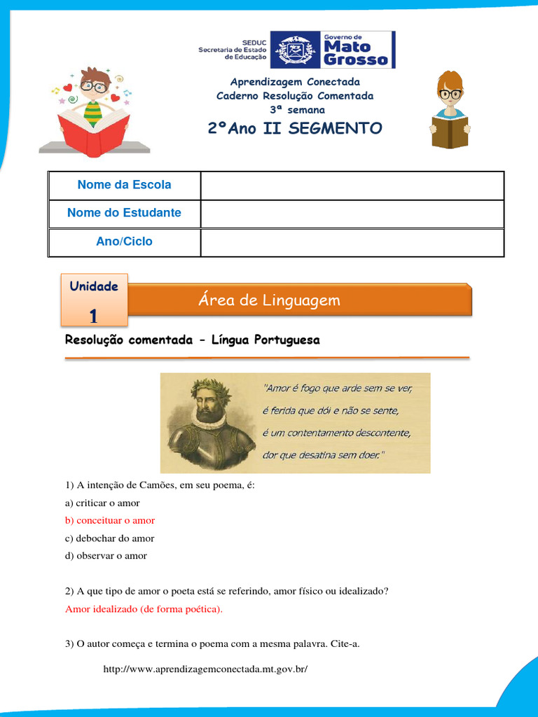 Caderno de Resolucao Comentada 3 - Semana - 2 - Ano - EF - EJA - II Segmento | PDF | Linha ...