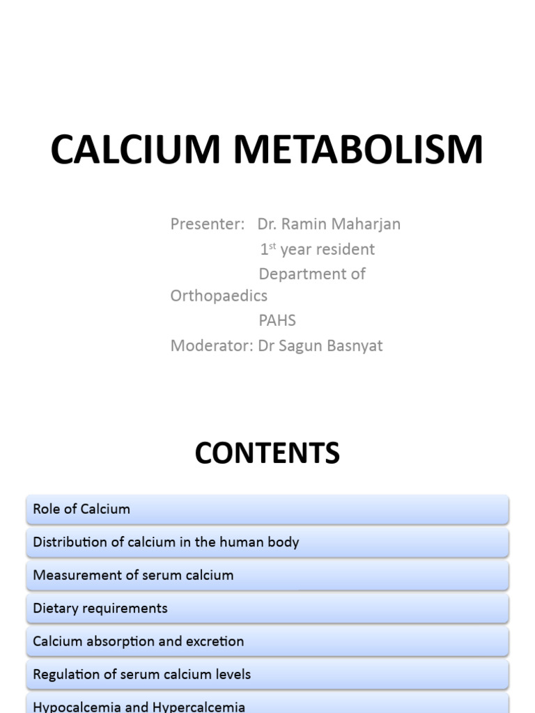 CALCIUM METABOLISM Ramin | PDF | Calcium In Biology | Calcium