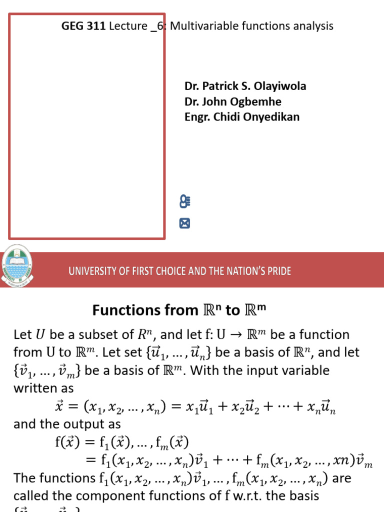 Geg 311 Multivariable Function Analysis PDF | PDF | Linear Map | Function (Mathematics)