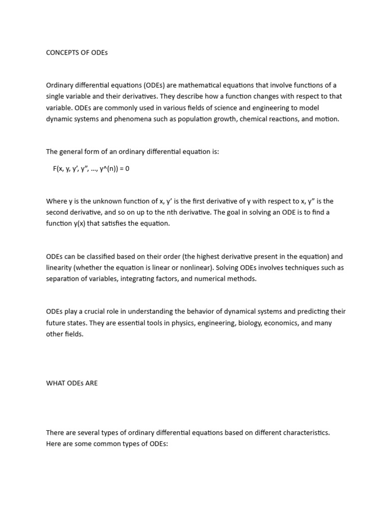 Project On Ordinary Differential Equations | PDF | Electrical Network | Ordinary Differential ...