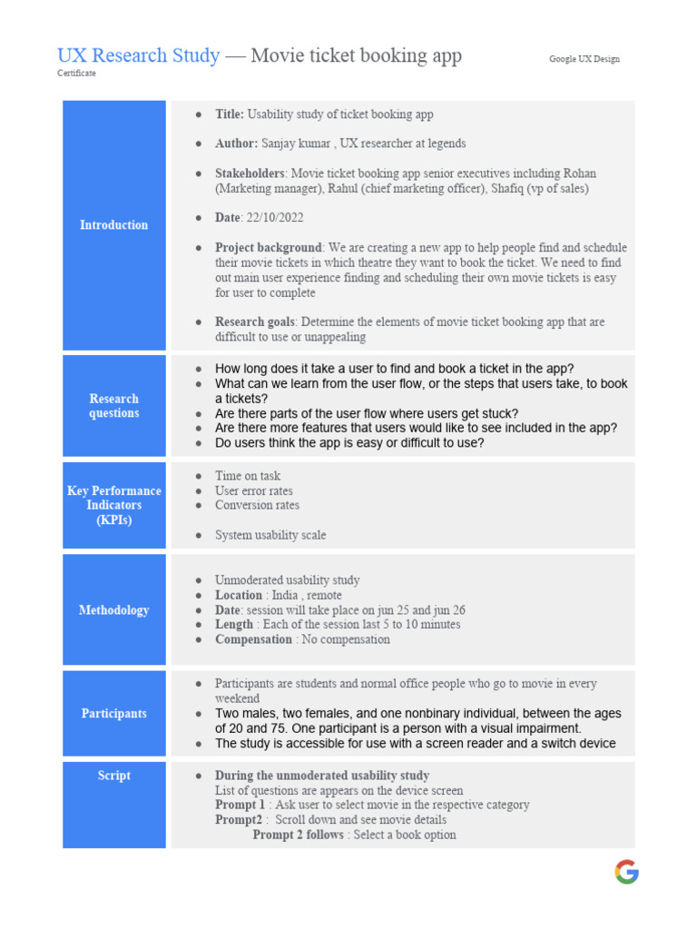 UX Study: Movie Ticket App Usability | PDF | Usability | User Experience