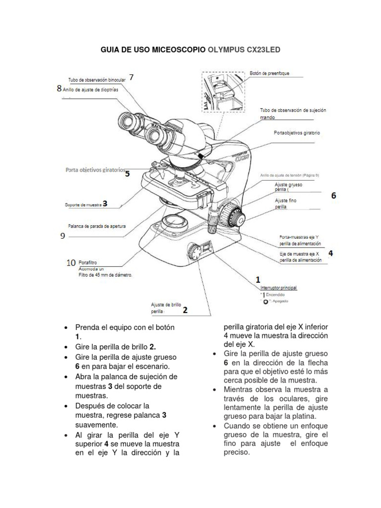 Guía de Uso del Microscopio Olympus CX23LED | PDF