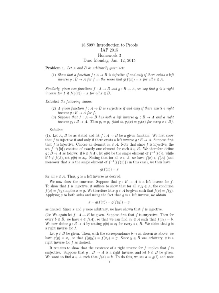 Homework 3 Sol | PDF | Function (Mathematics) | Functions And Mappings