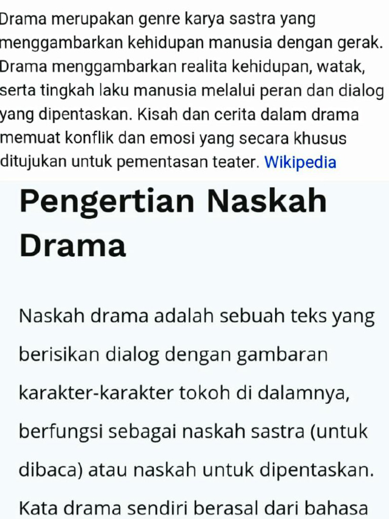Pengertian Drama, Naskah Drama, Dan Teater | PDF