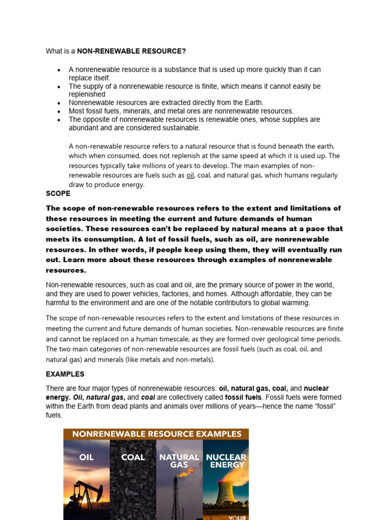 There Are Four Major Types of Nonrenewable Resources | PDF | Fuels ...