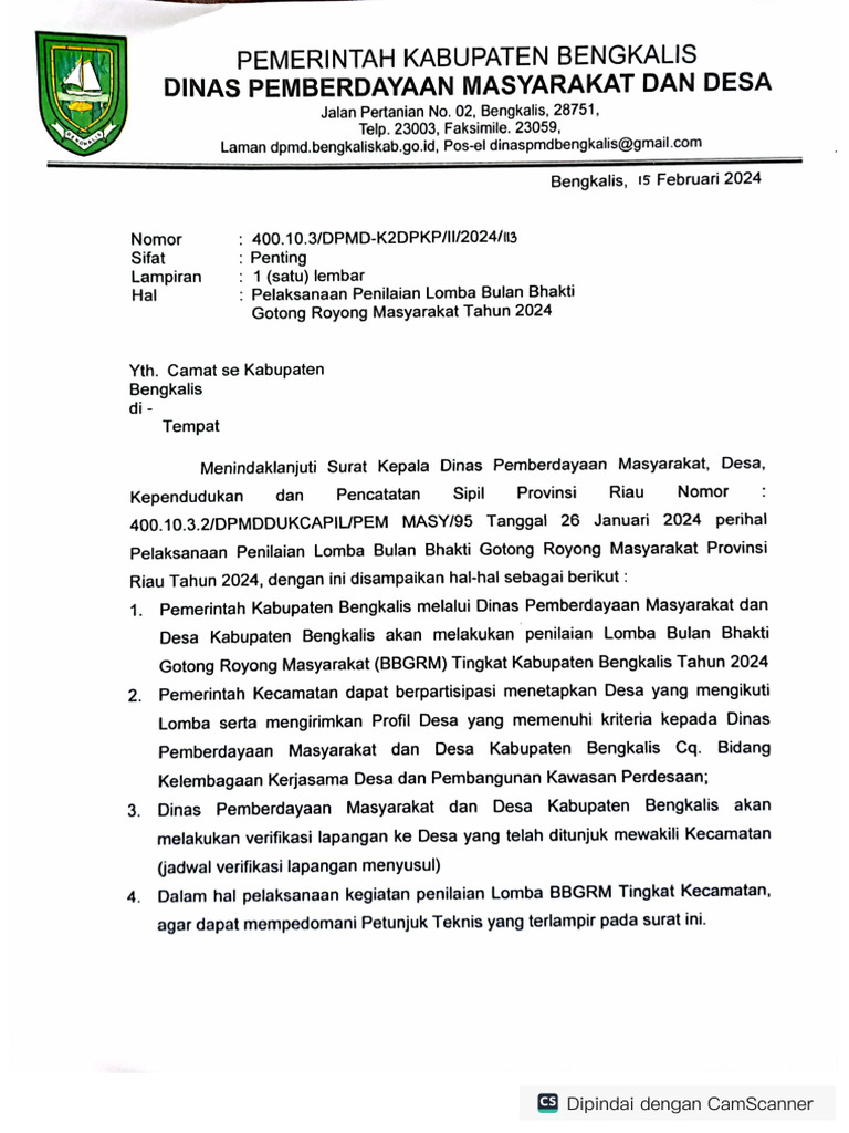 Surat Lomba BBGRM | PDF