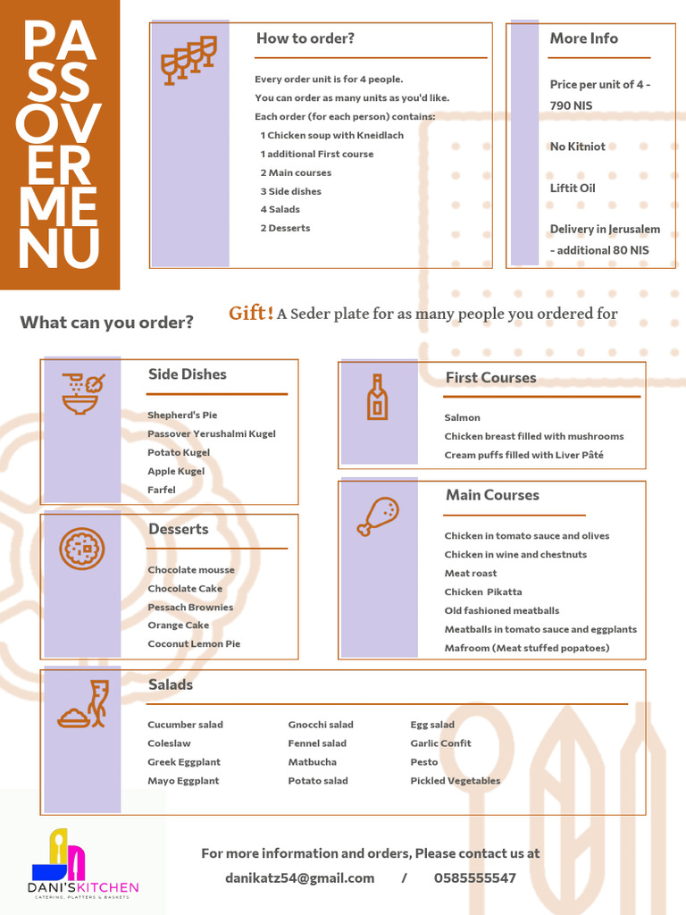 Pesach Menu | PDF | Salad | Eggplant