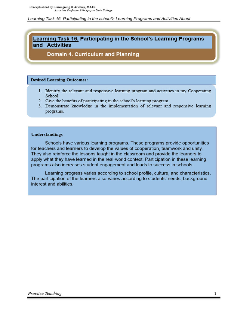 Learning Task 16 | PDF | Learning | Teachers