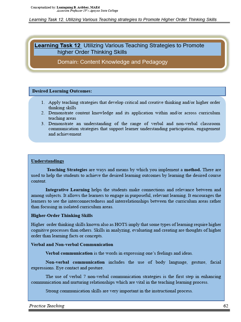 Learning Task 12 | Download Free PDF | Learning | Communication