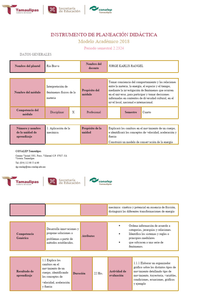 Planeación 2.23.24 JKR IFIM | PDF | Evaluación | Aprendizaje