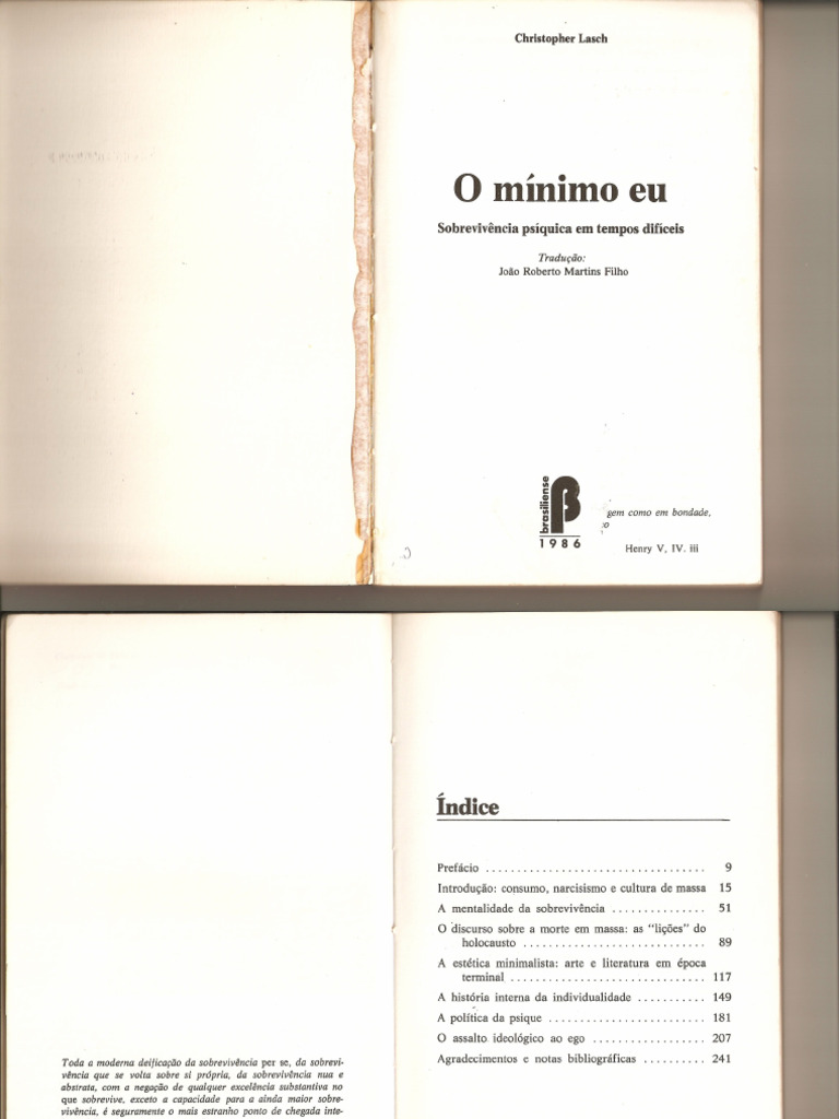 Christopher Lasch - O Minimo Eu | PDF