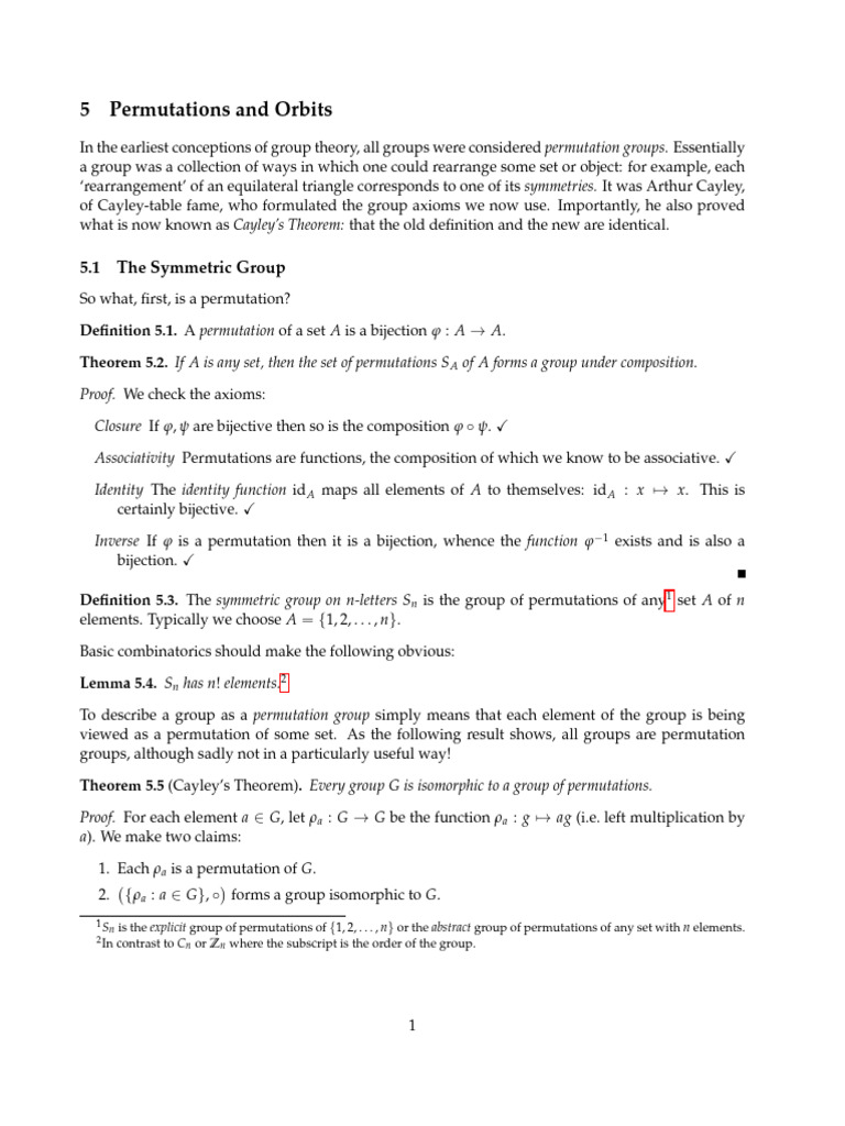 Permutations and Orbits | Download Free PDF | Group (Mathematics) | Permutation