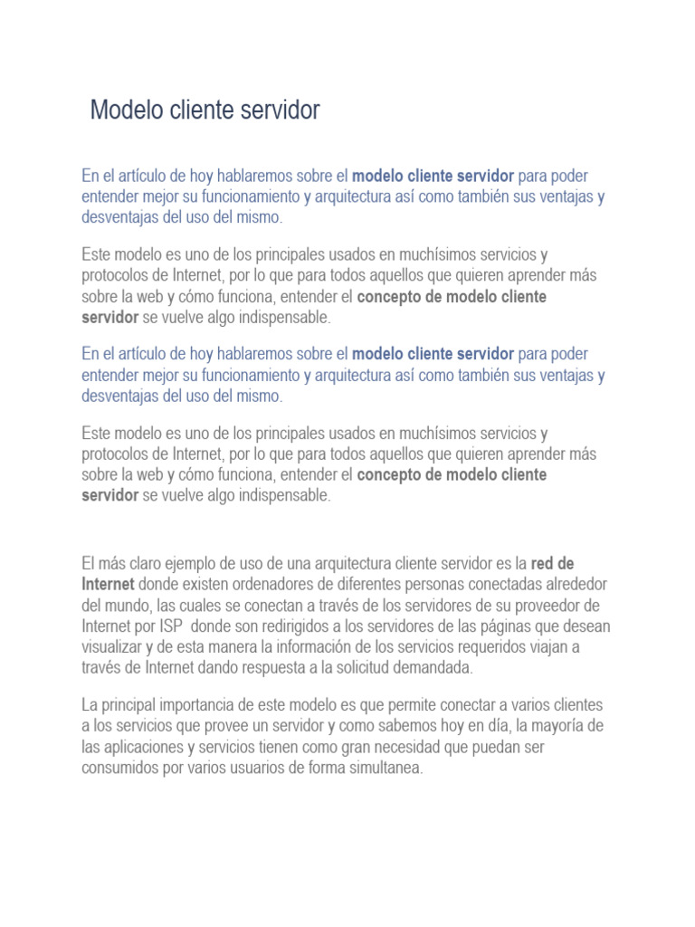 Modelo Cliente Servidor | PDF | Modelo cliente-servidor | Servidor (Computación)