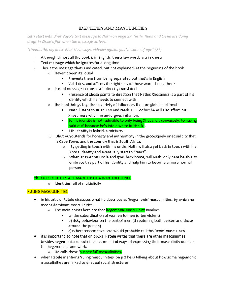 Exploring Identity and Masculinity | PDF | Masculinity | Gender