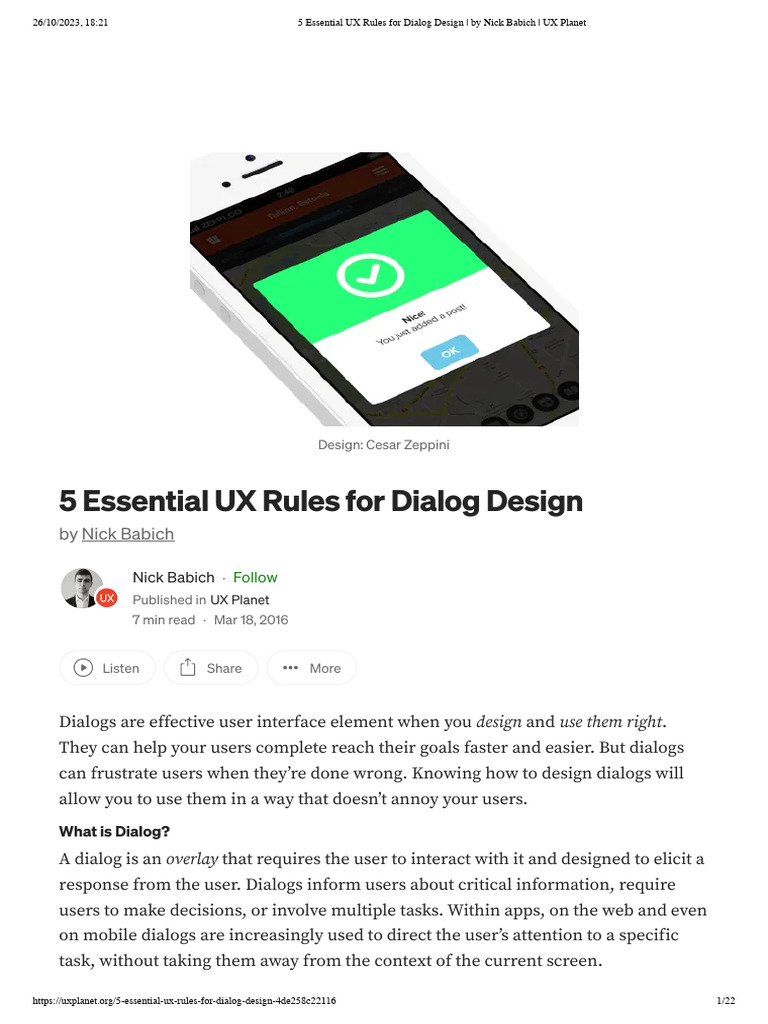 5 Essential UX Rules For Dialog Design - by Nick Babich - UX Planet ...