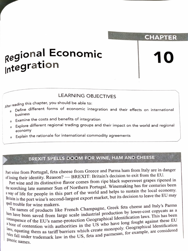 IB CH 10 Regional Economic Integration | PDF | European Union | Economic Integration