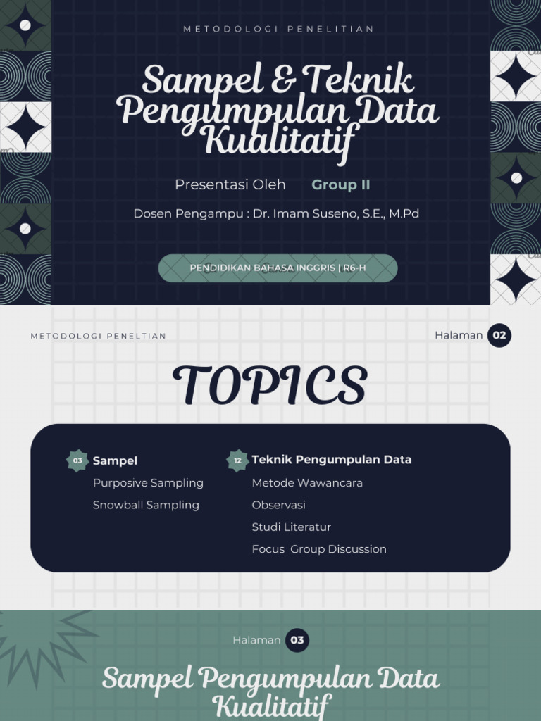 Sampel&Teknik Pengumpulan Data Kualitatif - Kel2 | PDF