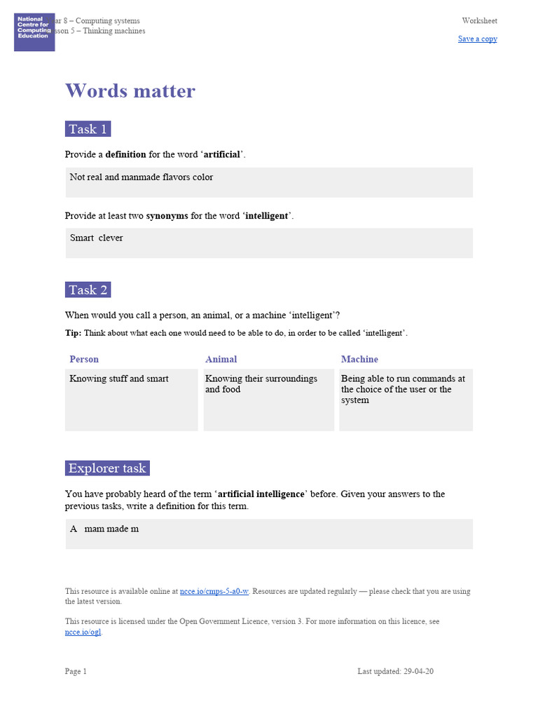 A0 Worksheet - Words Matter | PDF